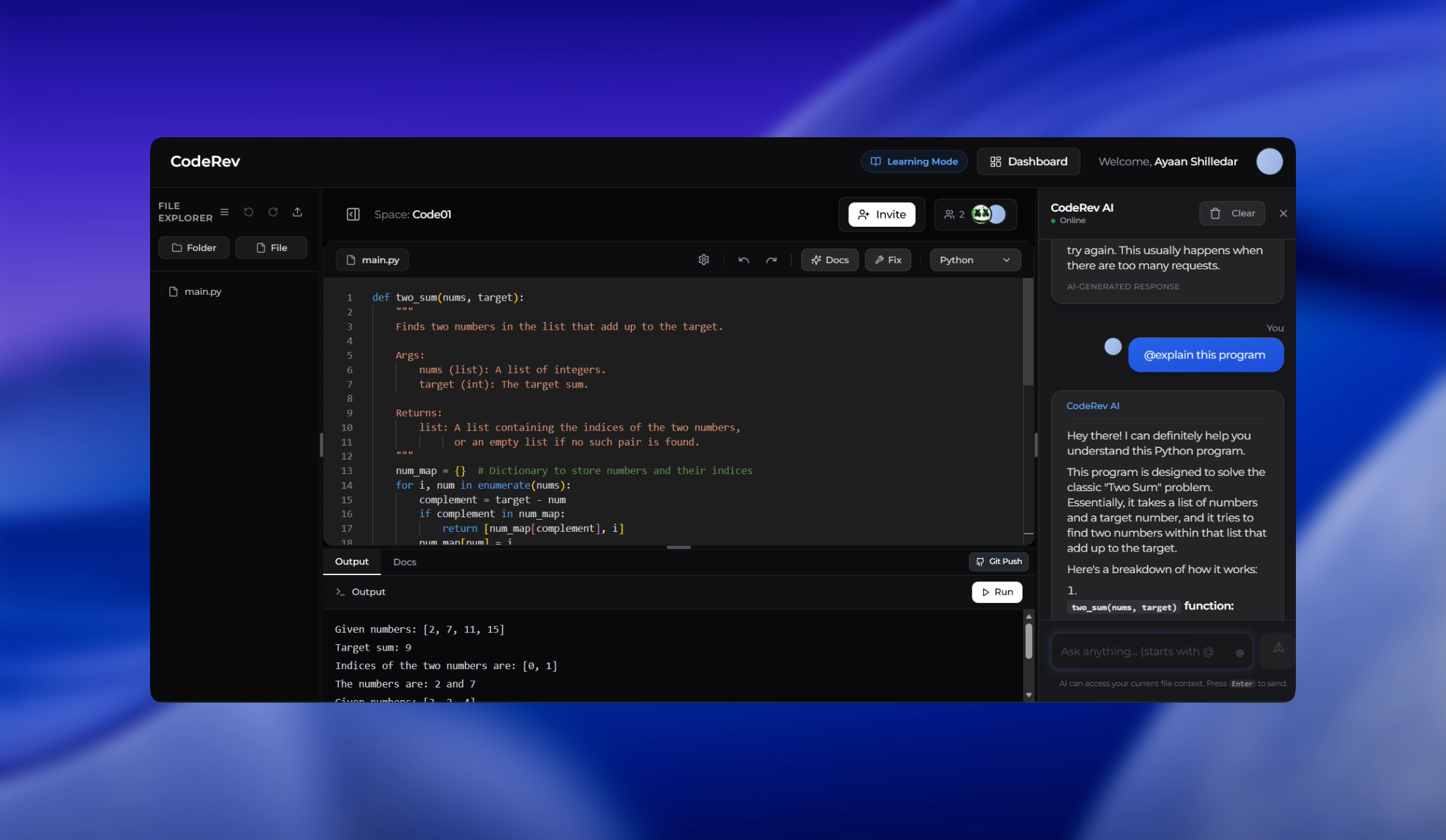 ⚡ CodeRev - AI Code Editor